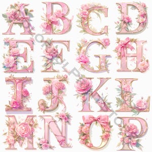 Pastel Pink Alphabet Clip Art Elegant Pink Lettering Baby Shower ...