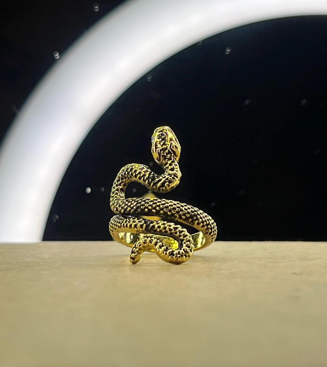 Antique Gold Texture Snake Coil Ring Size 5.5 & 6.5 - Etsy
