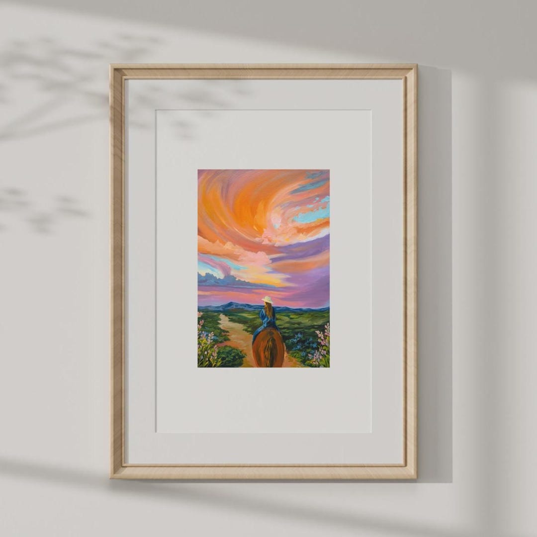 4x6, 5x7, 8x10 "riding off Into the Sunset" Art Print Wall Decor ...