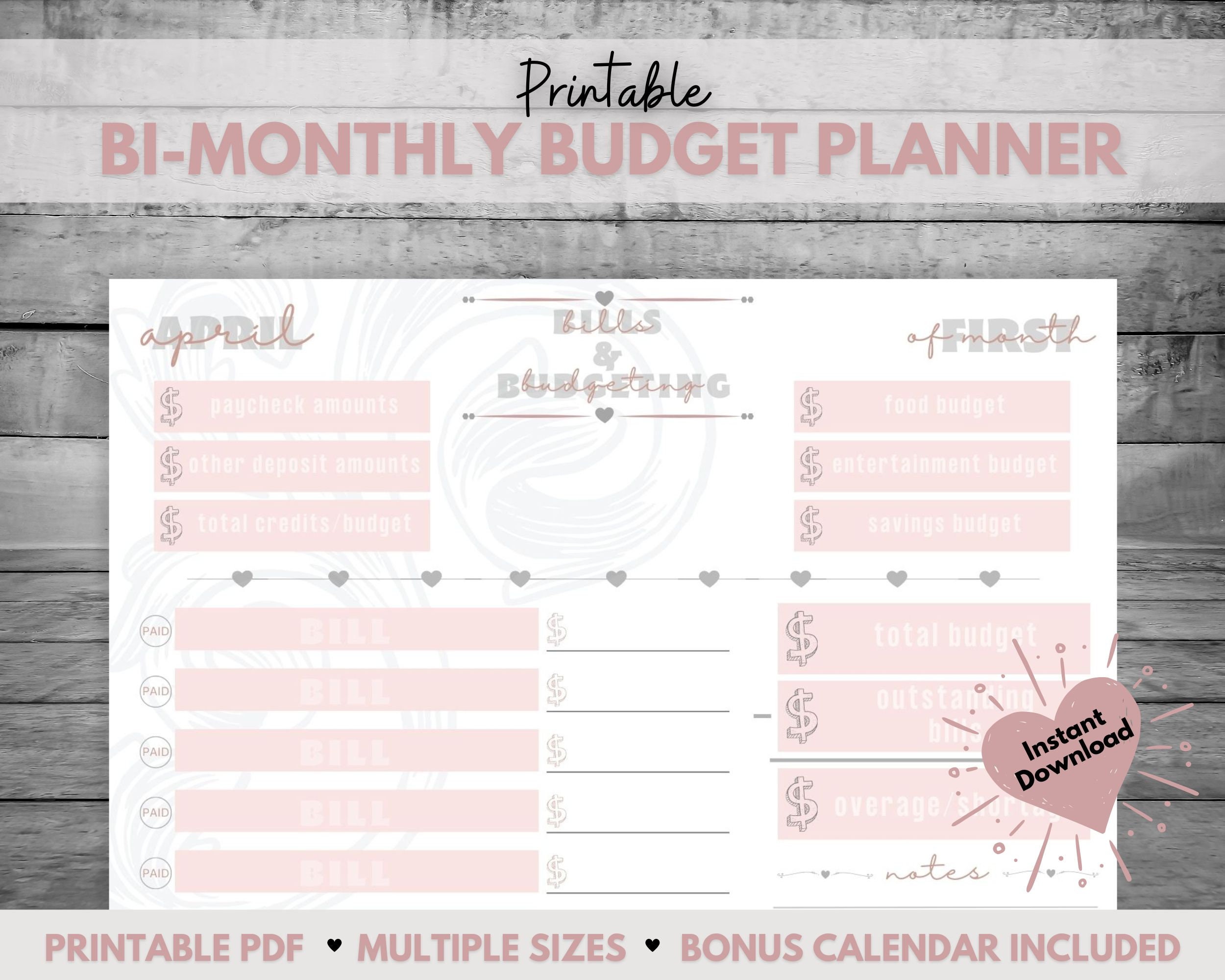 Bi-weekly Budget Printable Bi-monthly Budget Tracker Personal Finance ...