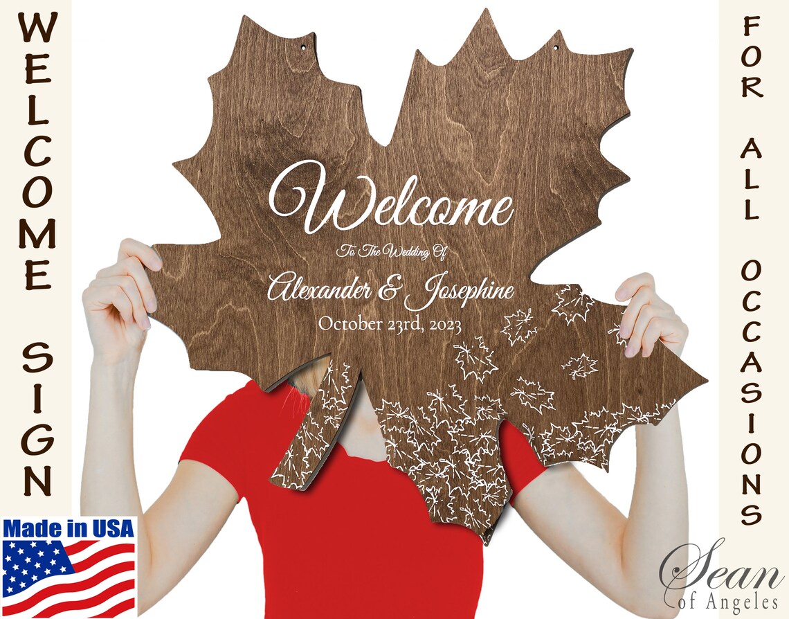 MAPLE Leaf Welcome Sign Rustic Wedding Welcome Sign Hanging - Etsy