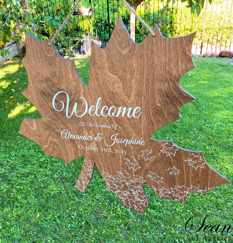 MAPLE Leaf Welcome Sign Rustic Wedding Welcome Sign Hanging - Etsy