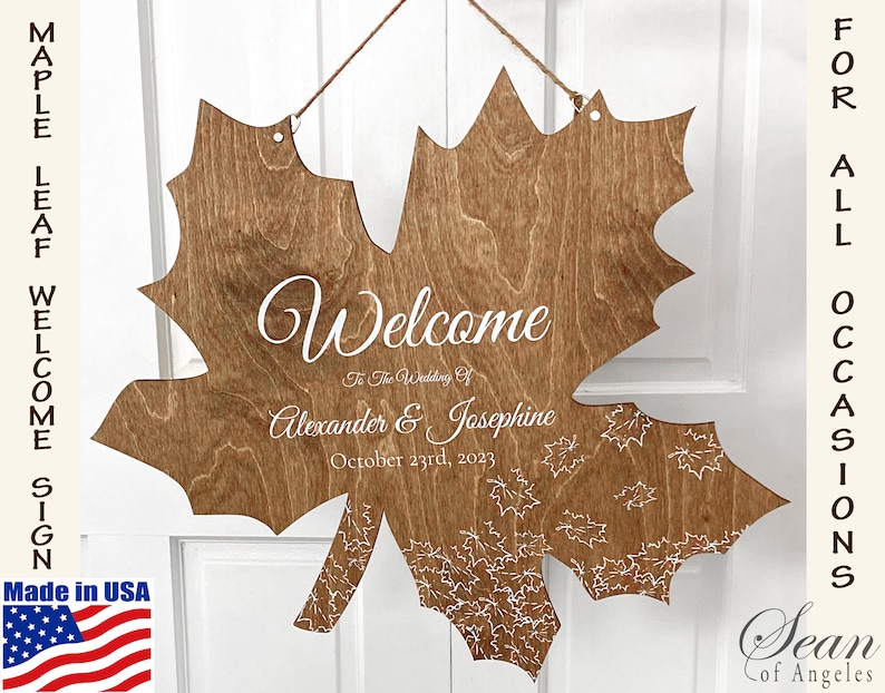 MAPLE Leaf Welcome Sign Rustic Wedding Welcome Sign Hanging - Etsy