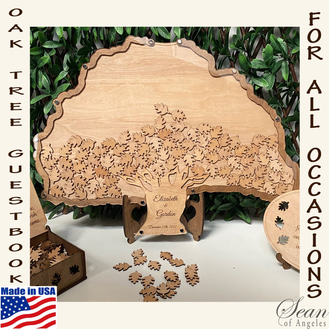OAK TREE & LEAVES Wedding Guest Book Alternative, Wedding Guest Book ...