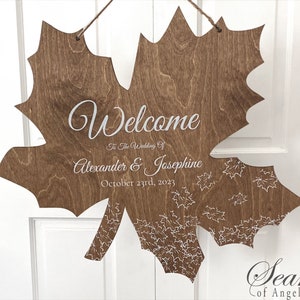 MAPLE Leaf Welcome Sign, Rustic Wedding Welcome Sign, Hanging Fall ...