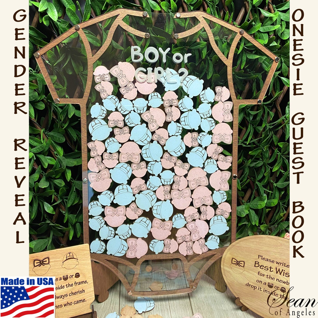 GENDER REVEAL Guest Book Alternative, Onesie Guest Book, Alternative ...