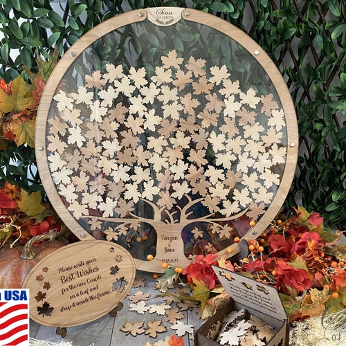 OAK TREE & LEAVES Wedding Guest Book Alternative Wedding - Etsy