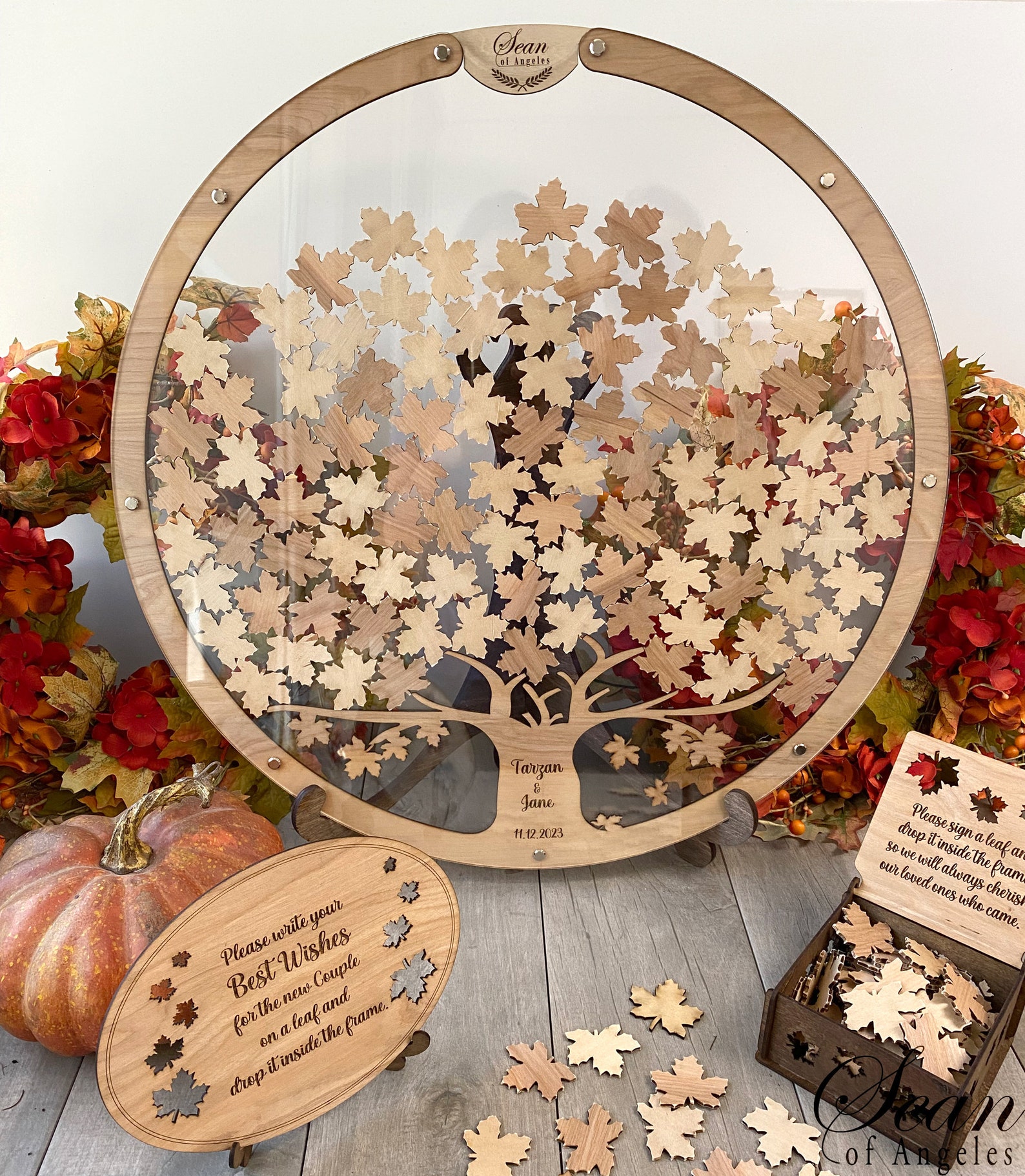 MAPLE TREE & LEAVES Wedding Guest Book Alternative Wedding - Etsy