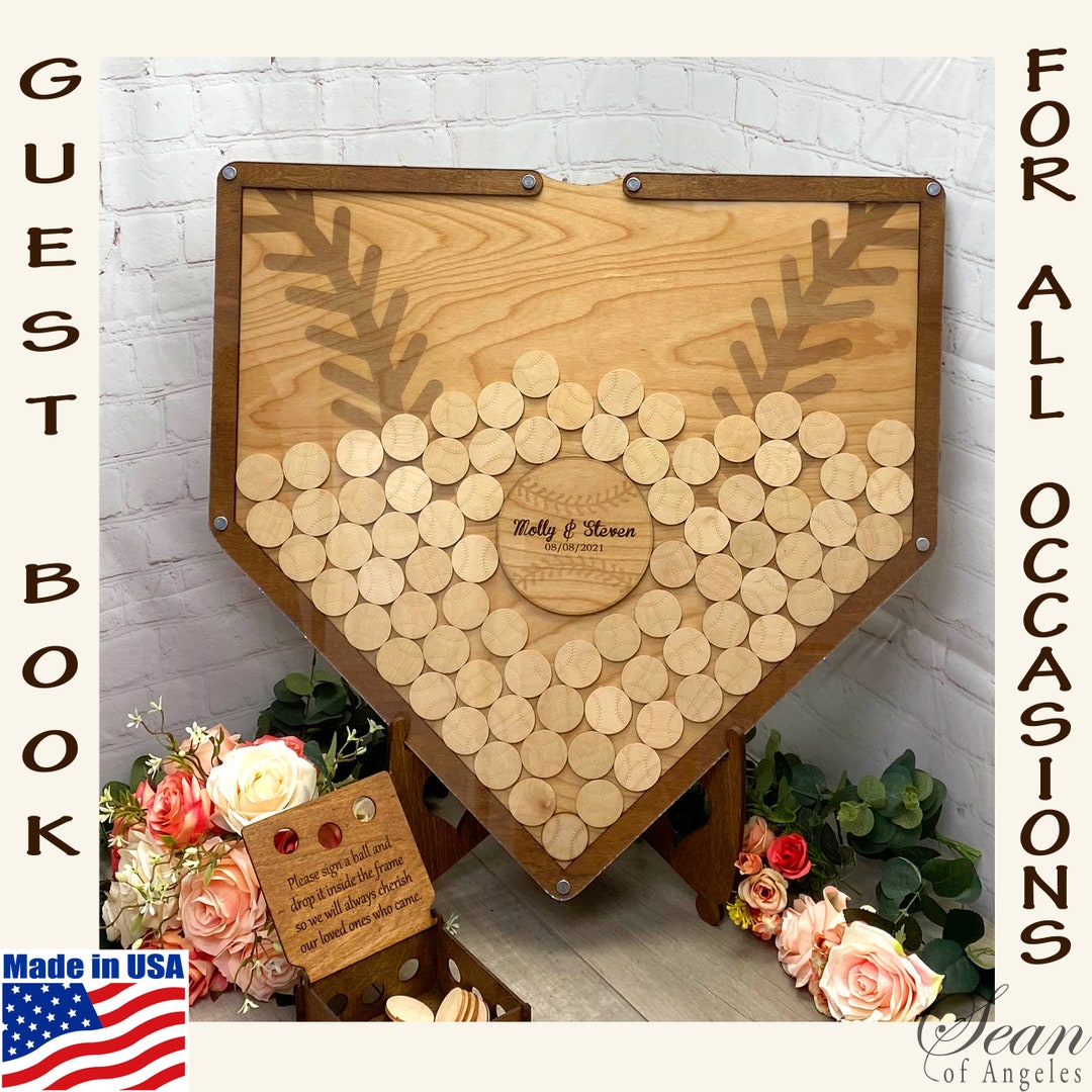 HOME PLATE BASEBALL Guest Book, Baseball Gift, Baseball Home Plate ...