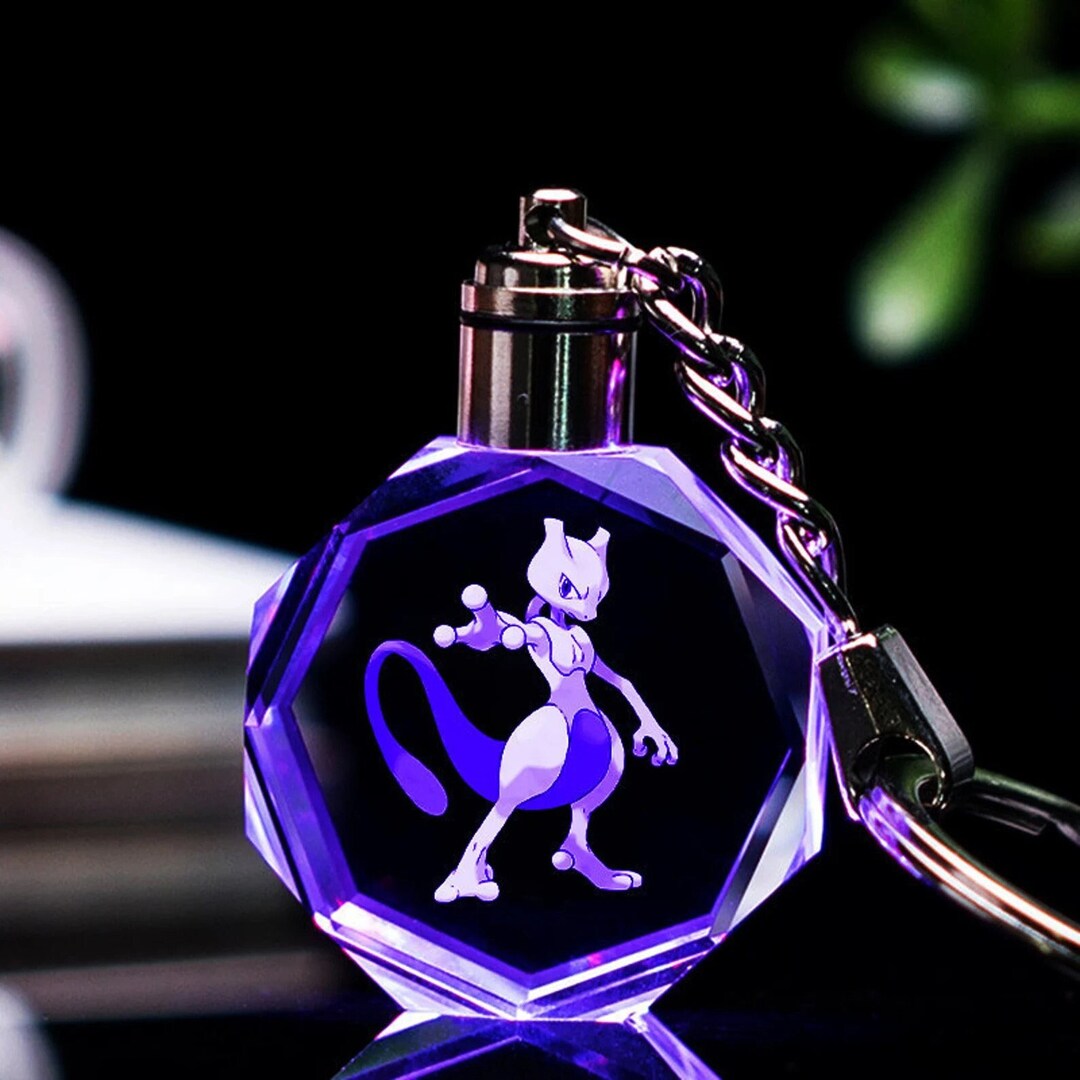 Mewtwo Customized LED 2D Laser Engraved Crystal Keychain - Etsy
