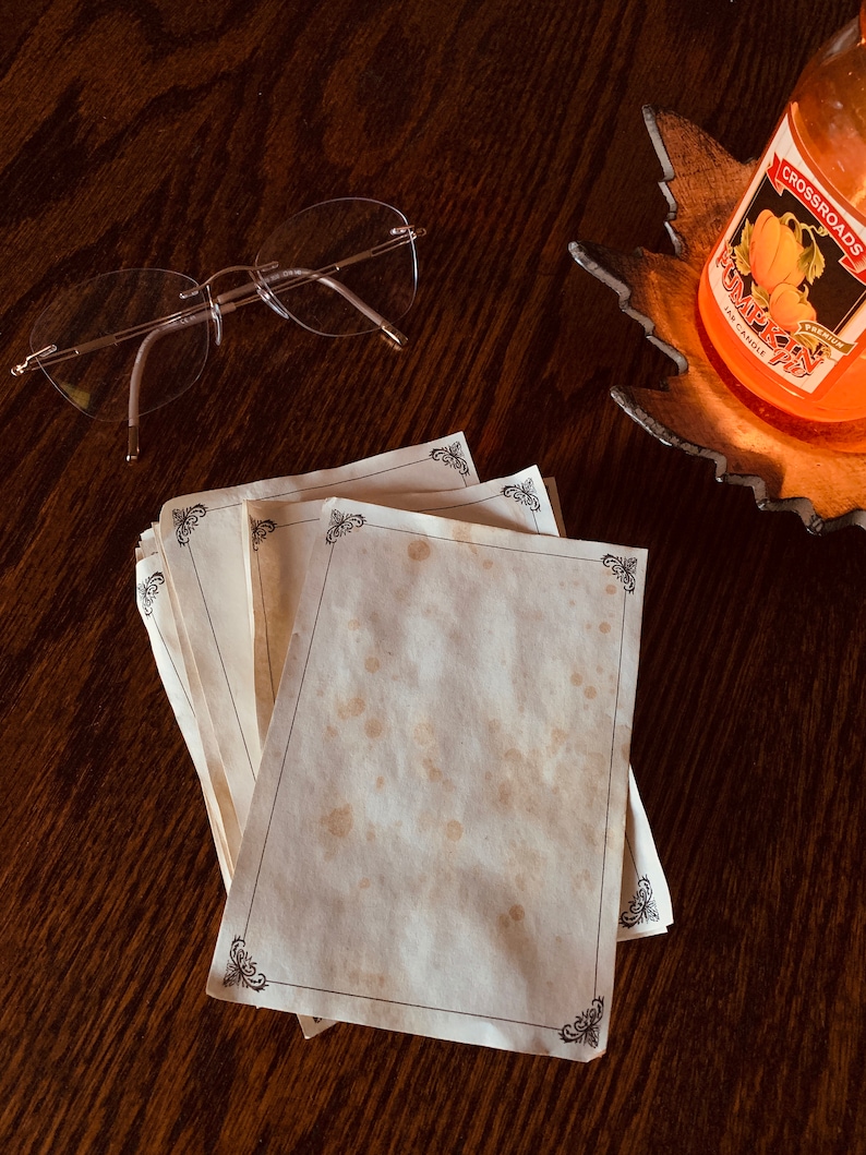 Design Bordered Coffee Stained Paper, Loose Leaf or Bound, Dyed Paper ...