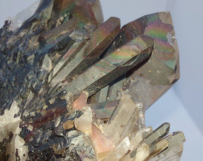 Rare Blacknite Iridescent Quartz Cluster Madagascar/100% Natural Color ...