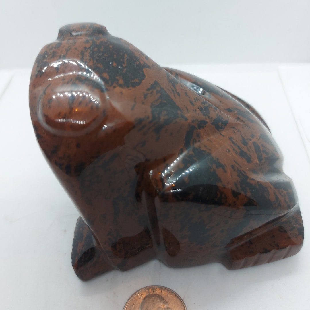 Mahagony Obsidian Frog Carving/obsidian Frog - Etsy