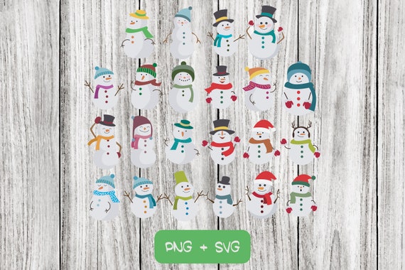 Snowman Bundle SVG PNG Files Snow Faces Winter Christmas | Etsy