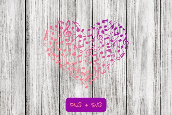 Musical Notes Heart SVG PNG Files Valentine's Day Love | Etsy