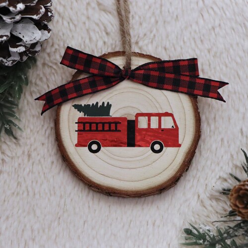 Fire Truck Ornament Firefighter Ornament Wood Ornament | Etsy