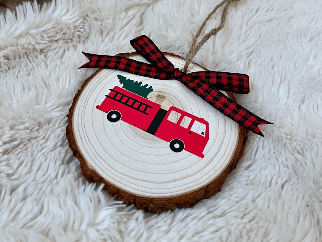 Fire Truck Ornament | Firefighter Ornament | Wood Ornament | Christmas ...