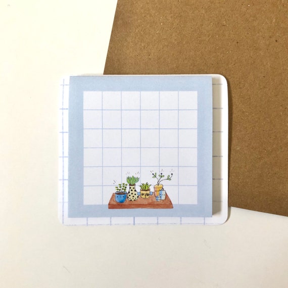 Plant Lover Sticky Notes Cute Bookshelf Plant Sticky Notes | Etsy