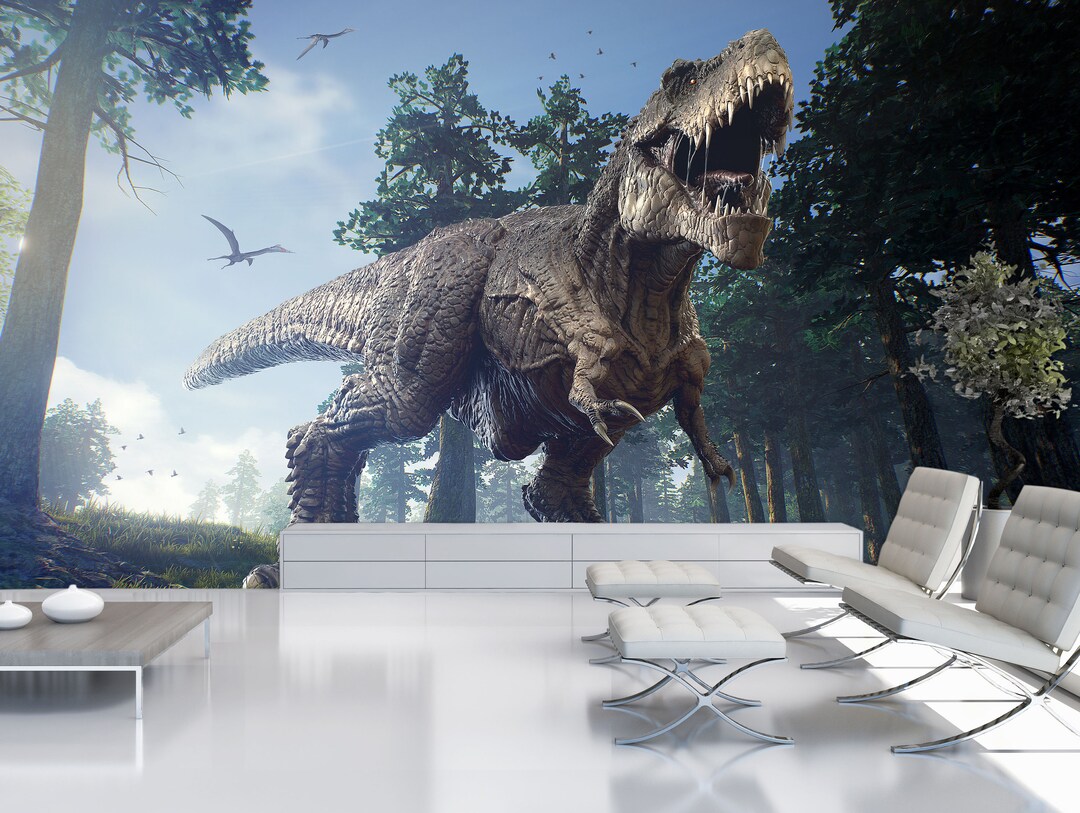 Tyrannosaurus Rex Wallpaper T-rex Dinosaur 3D Wallcovering - Etsy Hong Kong