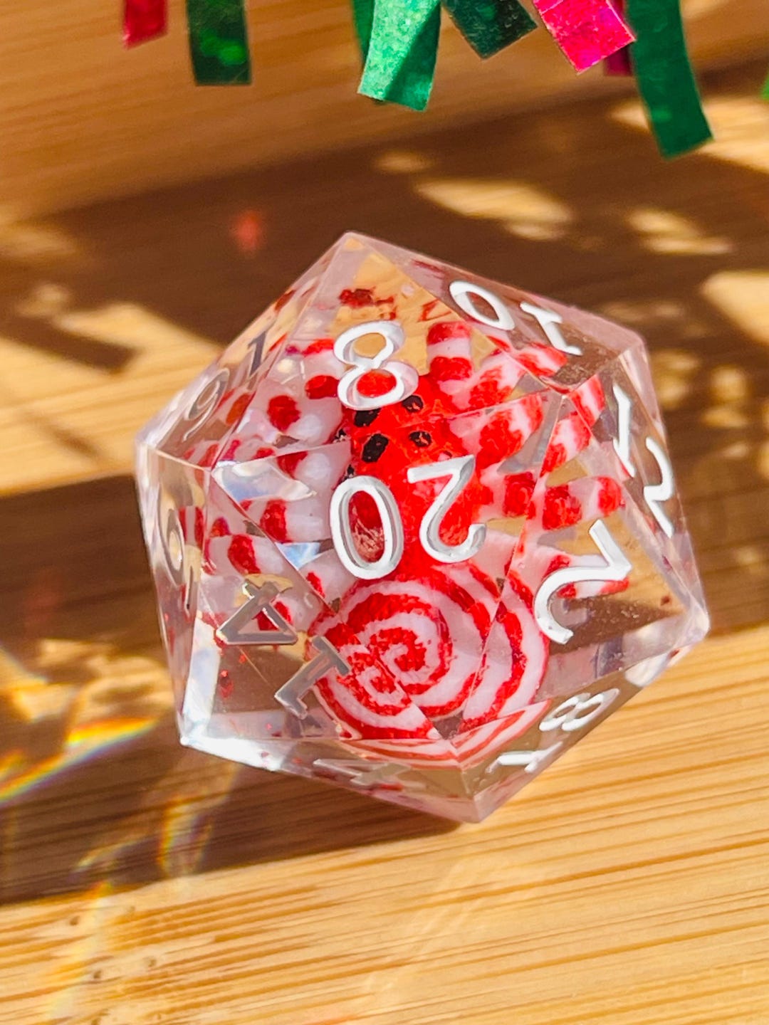 Candy Cane Spider D20 Dice (dnd, D20, Standard) Christmas, Holiday Gift ...