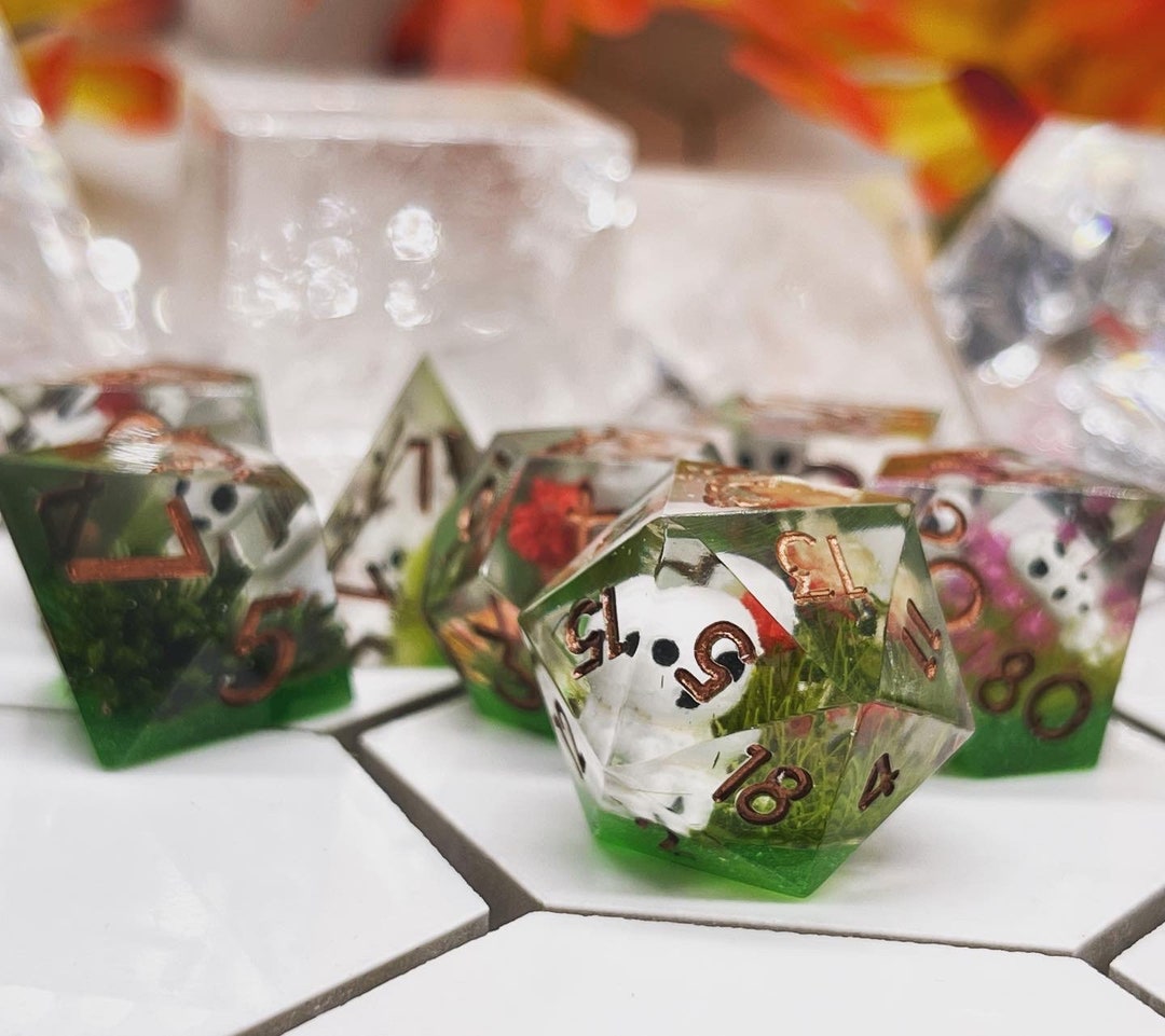 Tree Spirit Dice Set: Sharp Edge Polyhedral Dice With Kodamas - Etsy