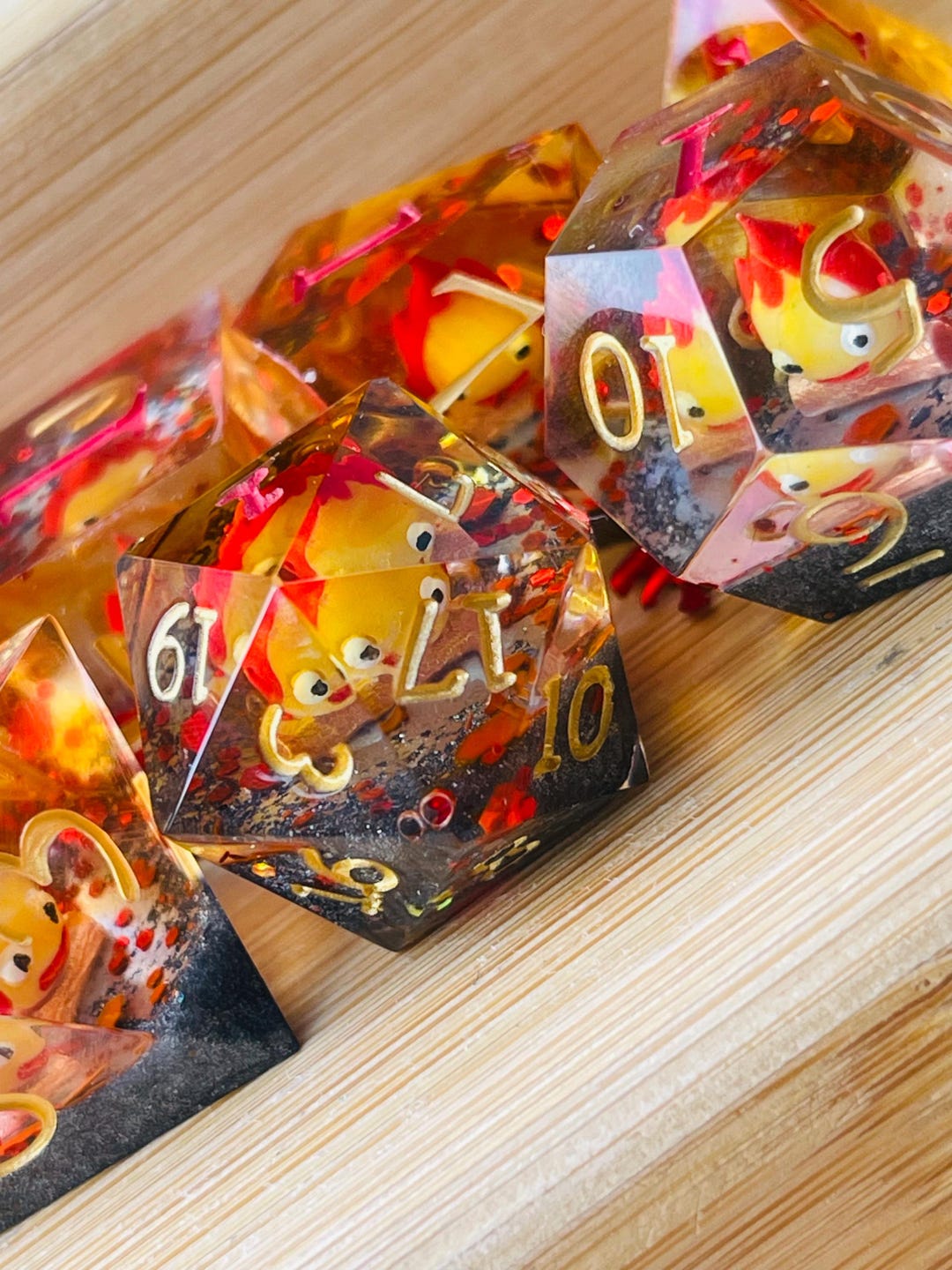 Fire Demon Dice Set (standard Polyhedral, MTG, D20, Sharp Edge, HMC ...