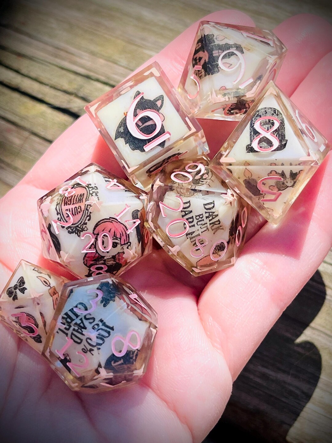Pastel Pink Goth Dice Set (polyhedral) Gothic, Dnd, TTRPG, Pink ...