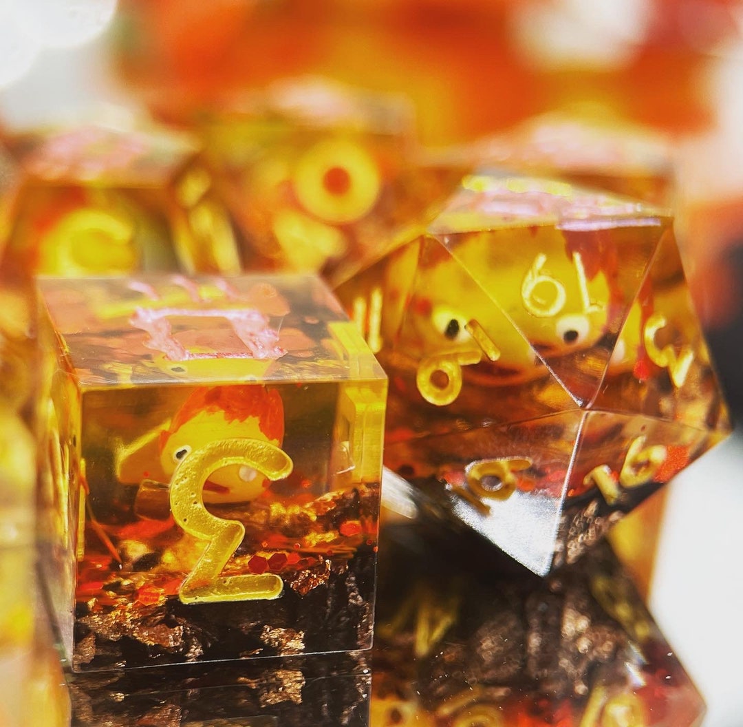 CLEARANCE: Fire Demon Dice Set (standard Polyhedral and D6, Sharp Edge ...