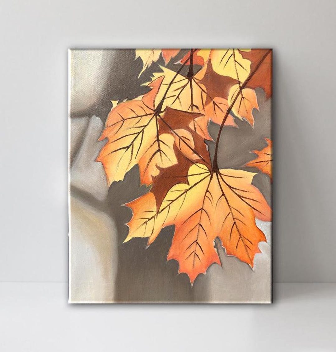 Handmade Autumn Leaves Oil Painting | Sun Light on Autum Leaves ...