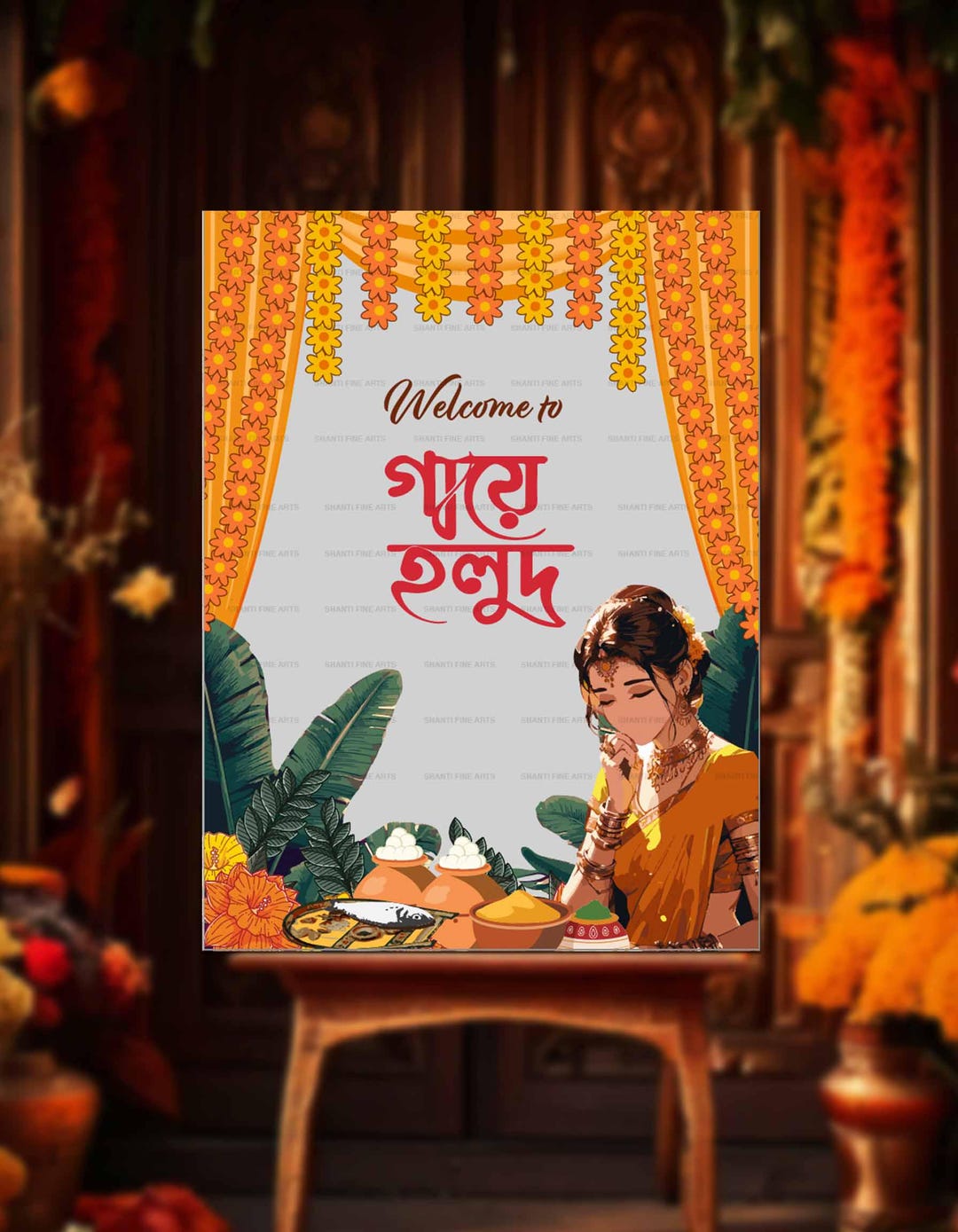 Bangladeshi Gaye Holud Welcome Sign: Deshi Event Art (digital Download ...