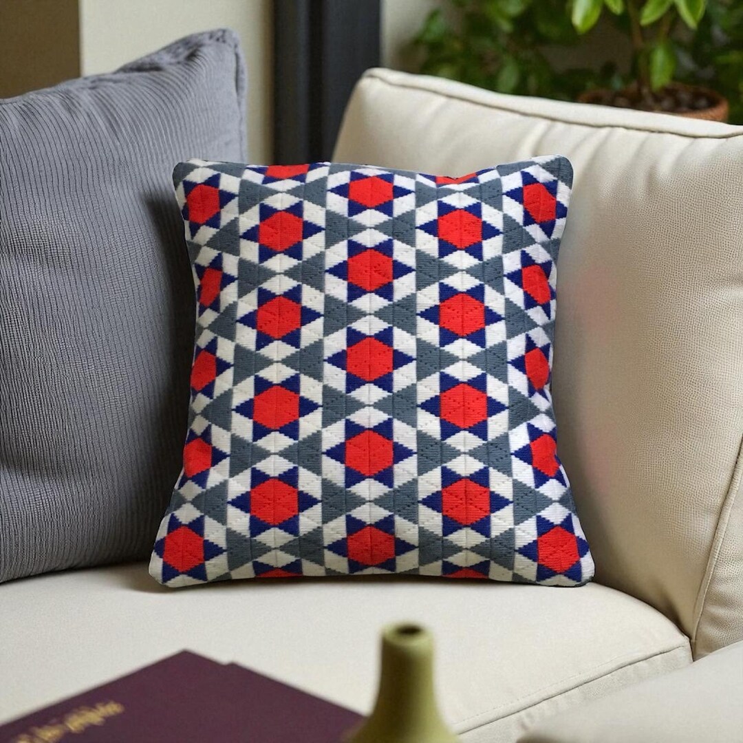 Hand Stitched One of a Kind Bargello Needlepoint Cushion: Geometric ...