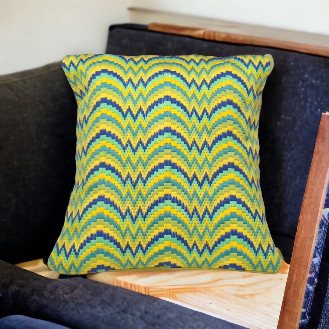 Bargello Cushion, 1970s Style Cushion, Retro Style Cushion, One Off ...