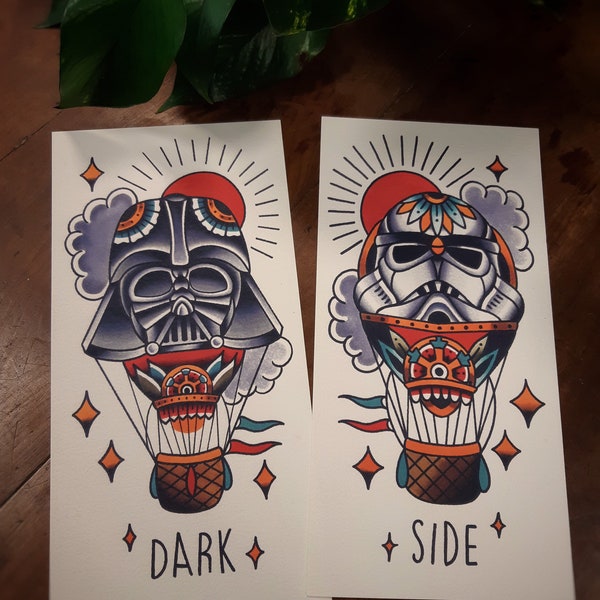 Dark Side Tattoo Flash Print - Etsy