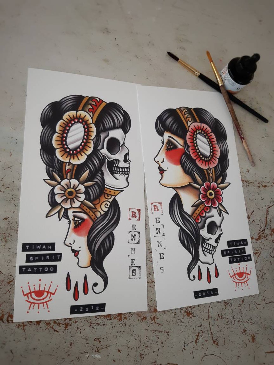 Traditional Tattoo Flash Life and Death - Etsy