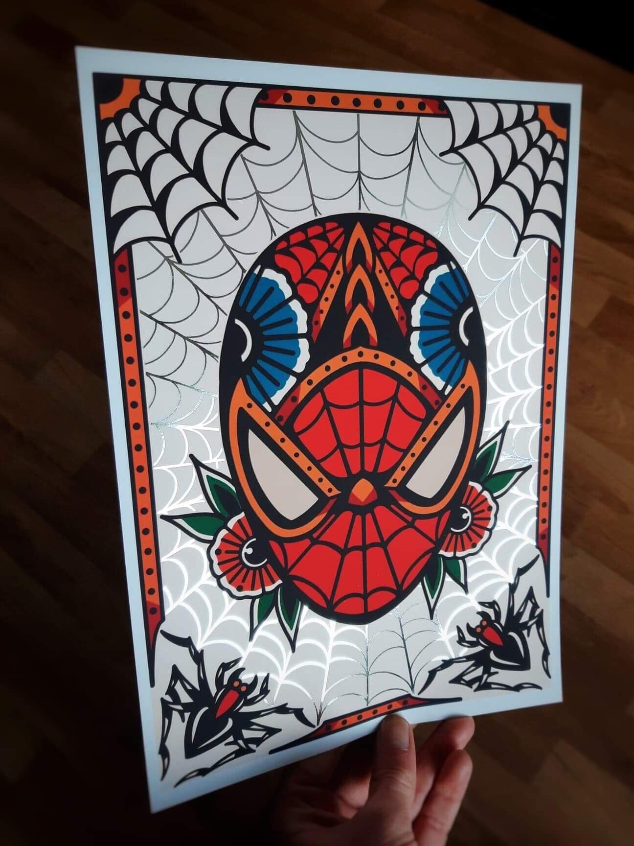 Spider-man Traditional Tattoo Flash A4 Print Oldschool Print Spiderman ...
