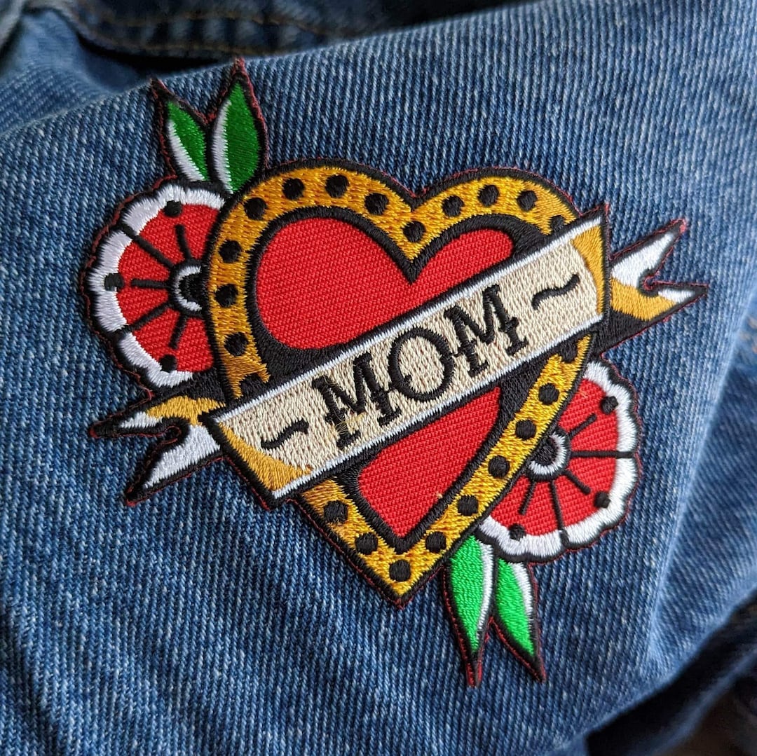 Traditional Heart Mom Embroidered Patch Mom Tattoo - Etsy