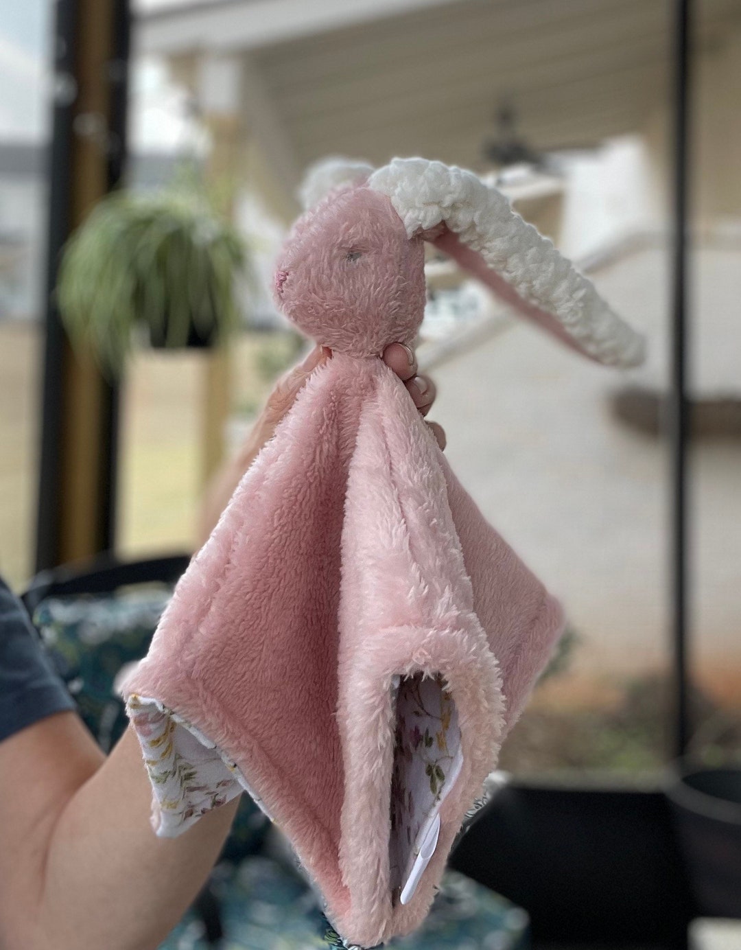 Bunny Lovey, Soft Pink Bunny Lovey, Handmade Bunny Lovey, Easter Baby ...