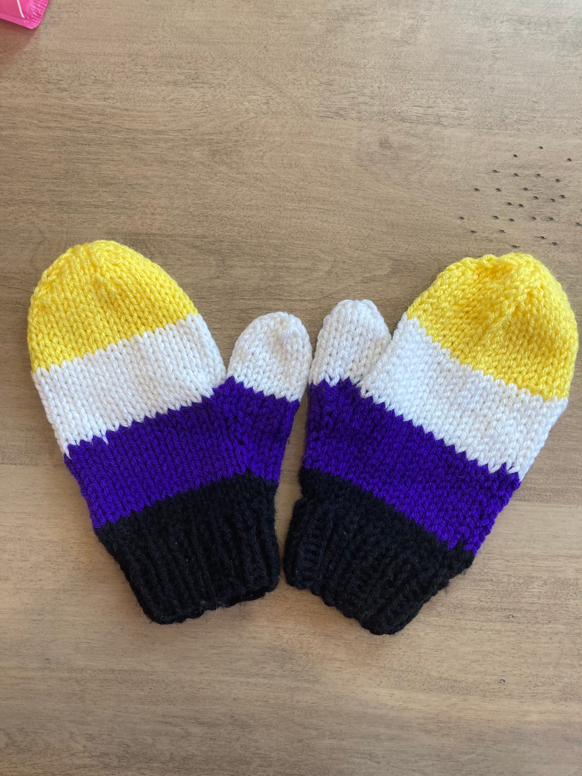 Nonbinary Pride Knit Winter Mittens - Etsy Ireland