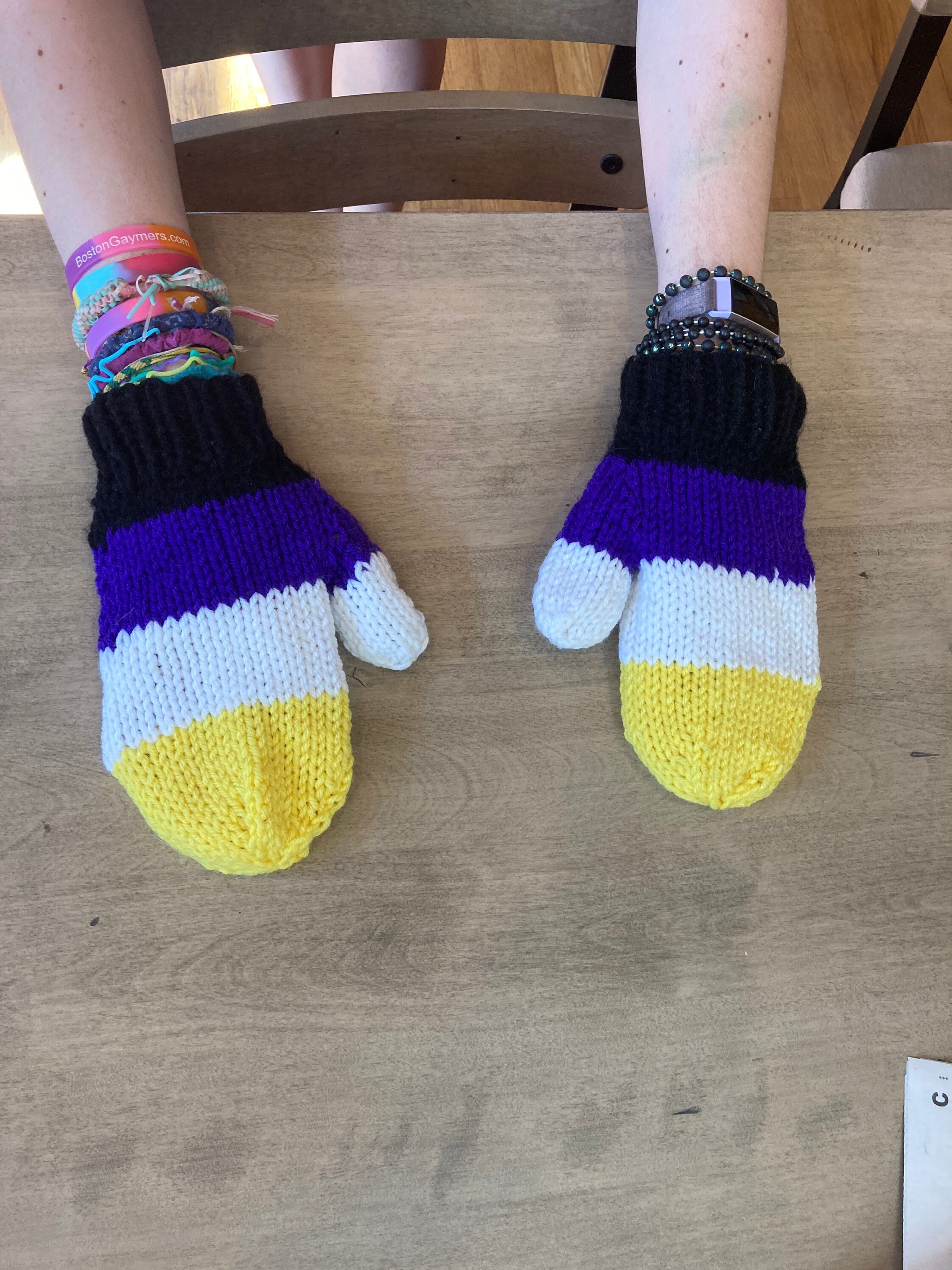 Nonbinary Pride Knit Winter Mittens - Etsy Ireland