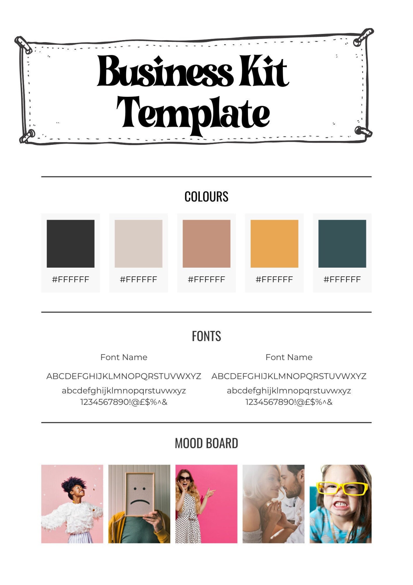 Simple Brand Kit One Page Brand Kit Brand Kit Template | Etsy