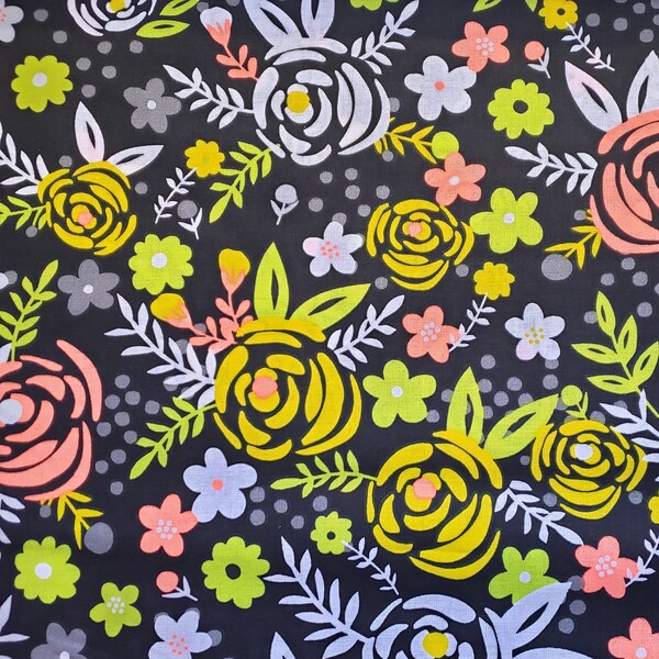Neon Floral Fabric - Etsy