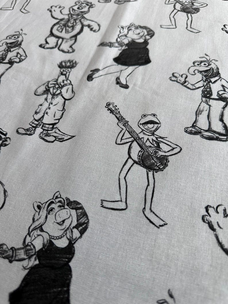Disney Black and White Sketched Muppet Friends 42" Wide 100% Cotton ...