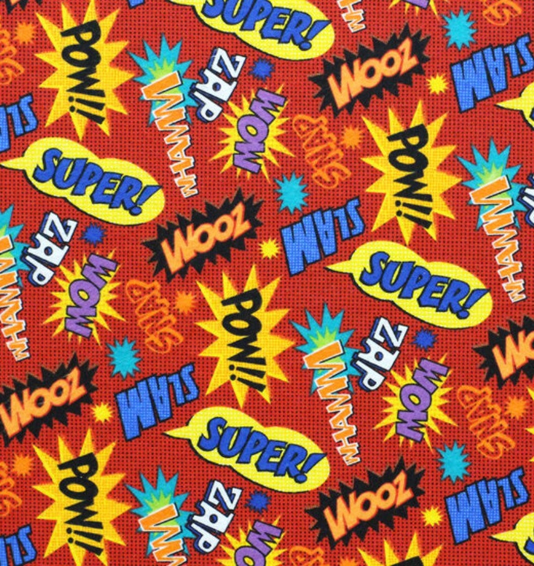 Comic Book Words on Red 43 Wide 100% Cotton Snuggle - Etsy