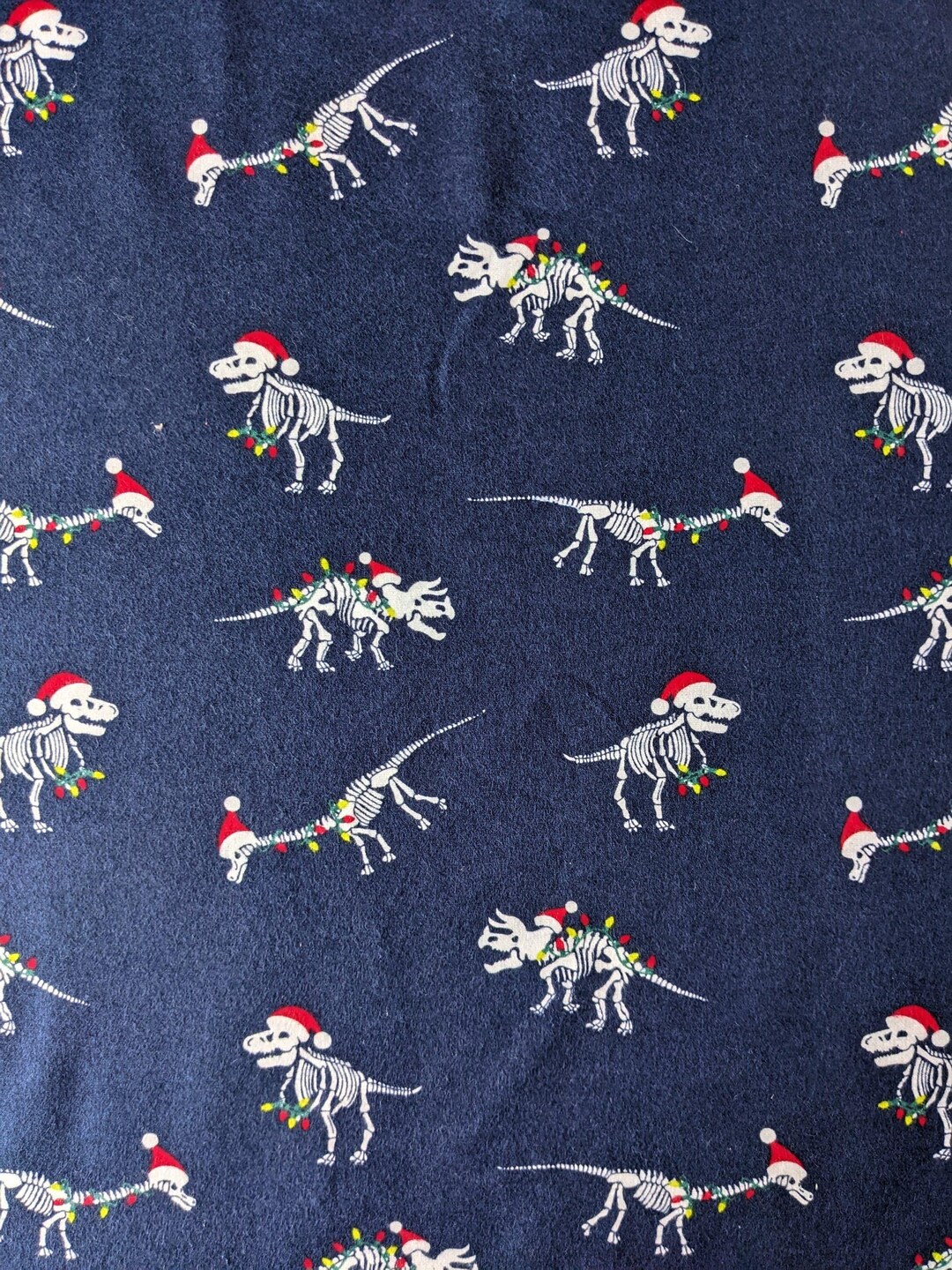 Christmas Dino Fossils With Lights on Blue 42 Wide 100% - Etsy