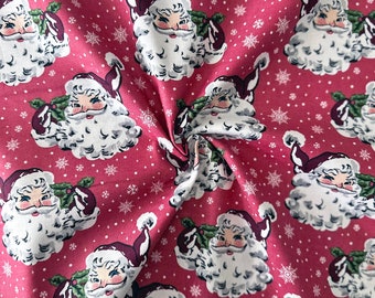 Vintage Santa Fabric Hi Santa Christmas Real Red by Parisbebe Vintage ...