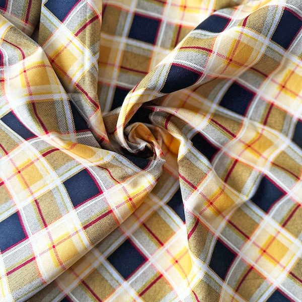 Yellow Plaid Fabric - Etsy