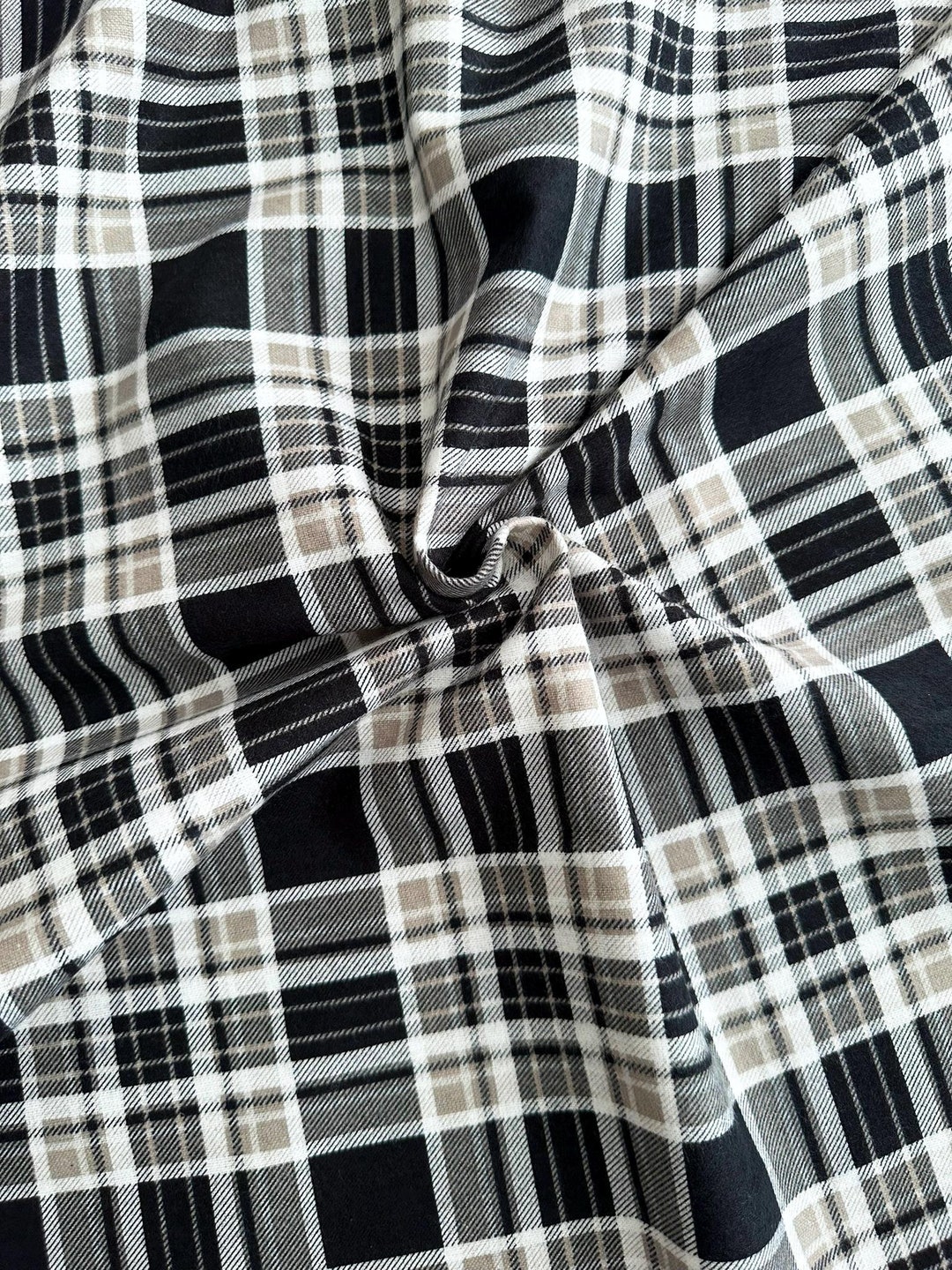 Black Tartan Plaid 43" Wide 100% Cotton Snuggle Flannel Fabric - Sold ...