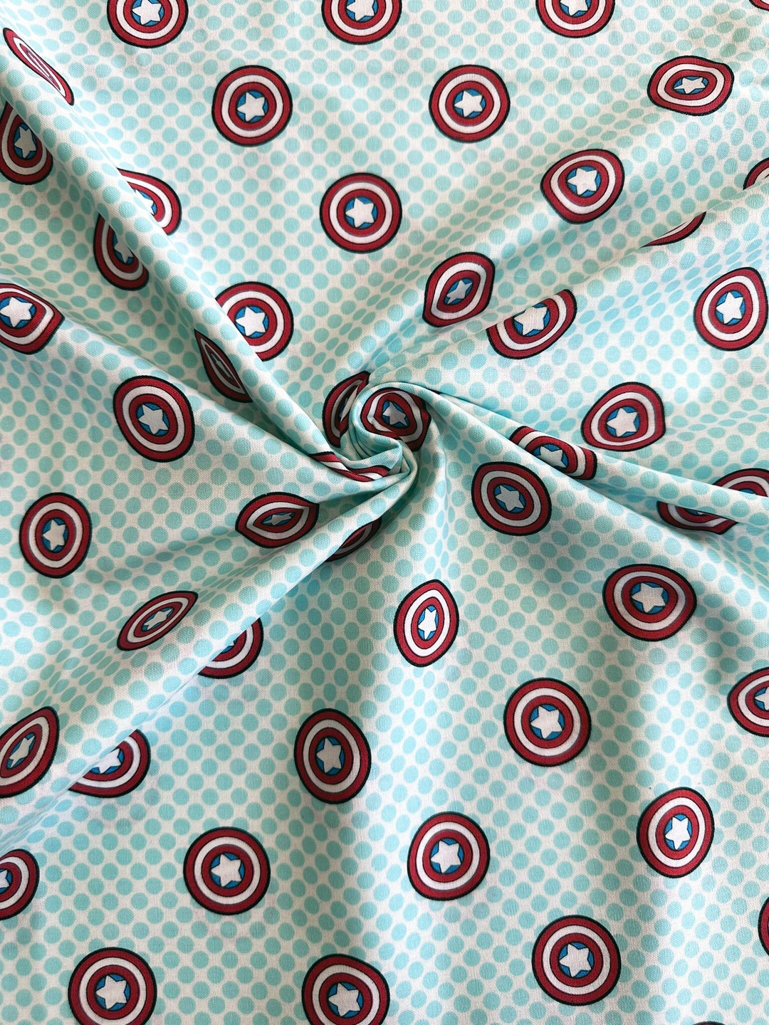 Marvel Kawaii Baby Captain American Shield on Aqua Dots 43" Wide 100% ...