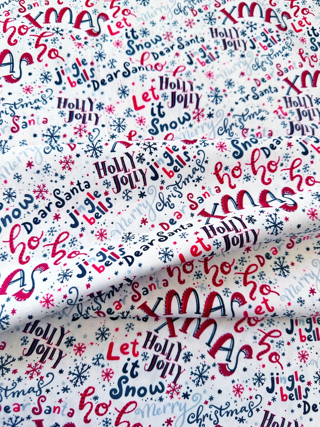 Santa's Words in Red, White and Blue 44" Wide 100% Cotton Quilting ...