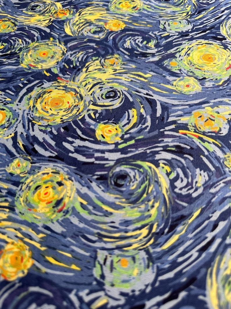 Blue and Yellow Swirls Starry Night 44" Wide 100% Cotton Quilt Fabric ...